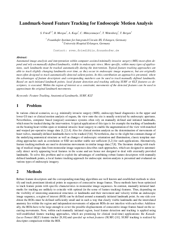 (PDF) Landmark-based Feature Tracking for Endoscopic Motion Analysis