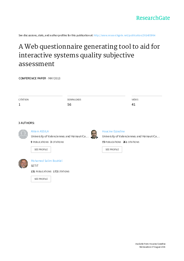 (PDF) A Web questionnaire generating tool to aid for interactive ...