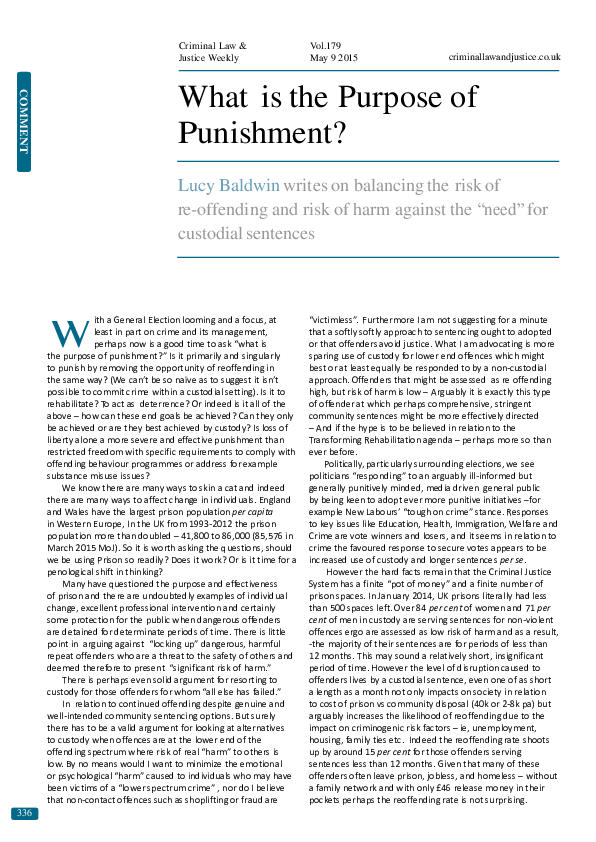 (PDF) What is the Purpose of Punishment