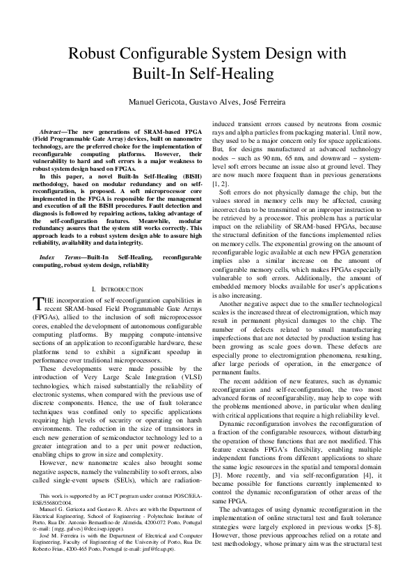 (PDF) Robust Configurable System Design with Built-In Self-Healing