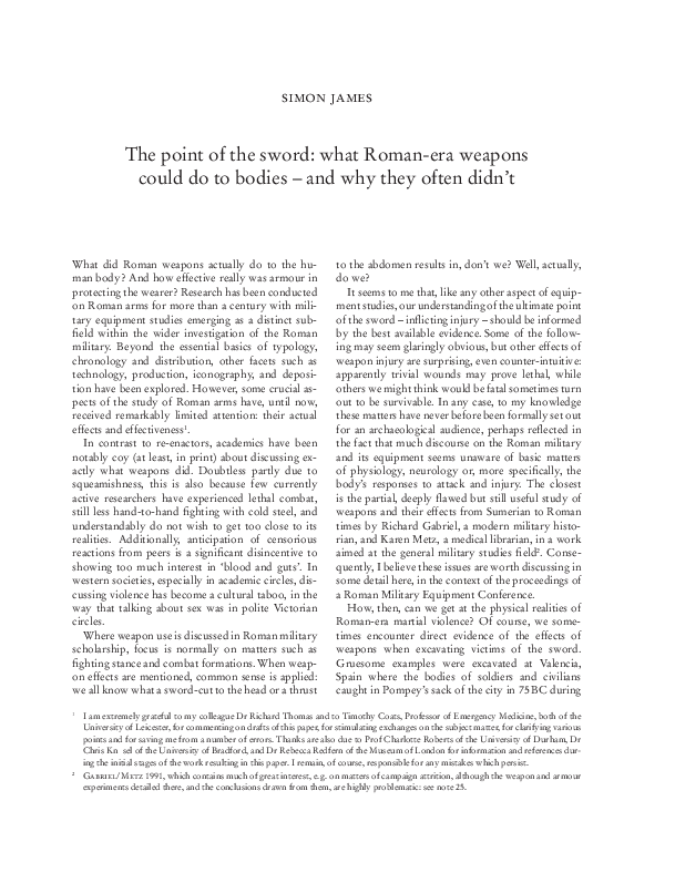 (PDF) The point of the sword: what Roman-era weapons could do to bodies ...