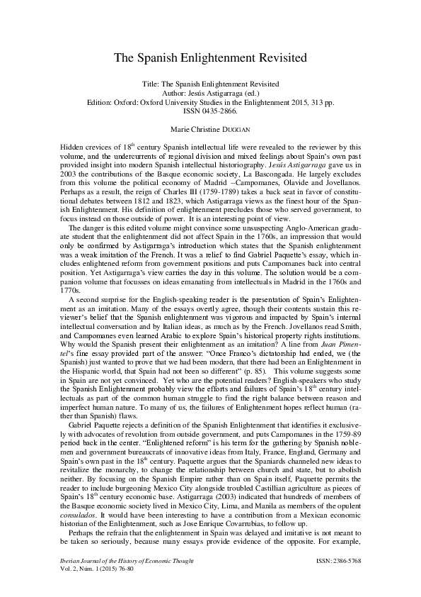 (PDF) Book Review: Jesus Astigarraga (ed.) The Spanish Enlightenment ...