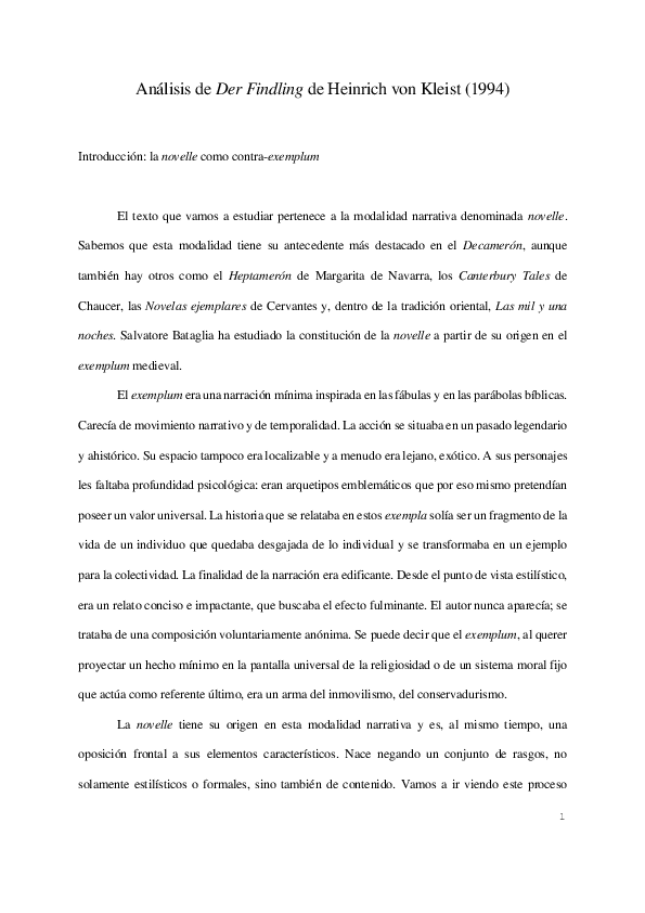 (PDF) Análisis de "Der Findling" de Heinrich von Kleist