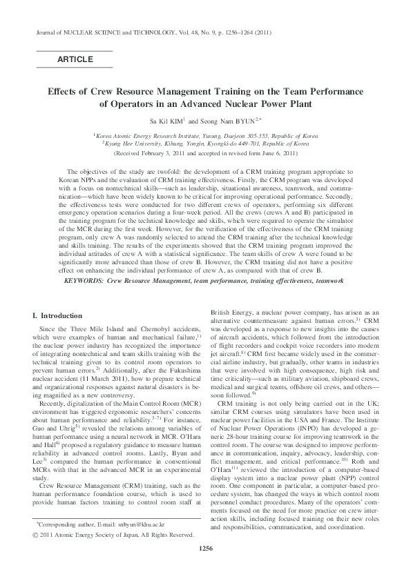(PDF) Effects of crew resource management training on the team ...
