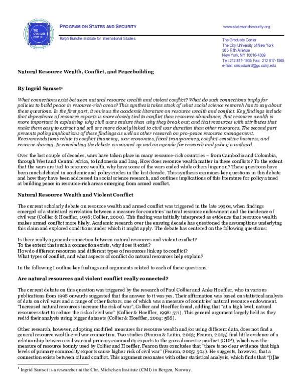 (PDF) Natural Resources and Conflict | Lalkholian Guite - Academia.edu
