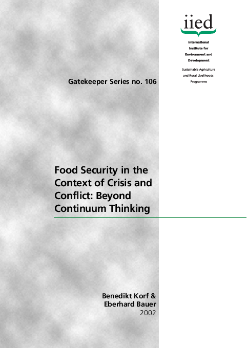 (PDF) Food Security in the Context of Crisis and Conflict: Beyond ...