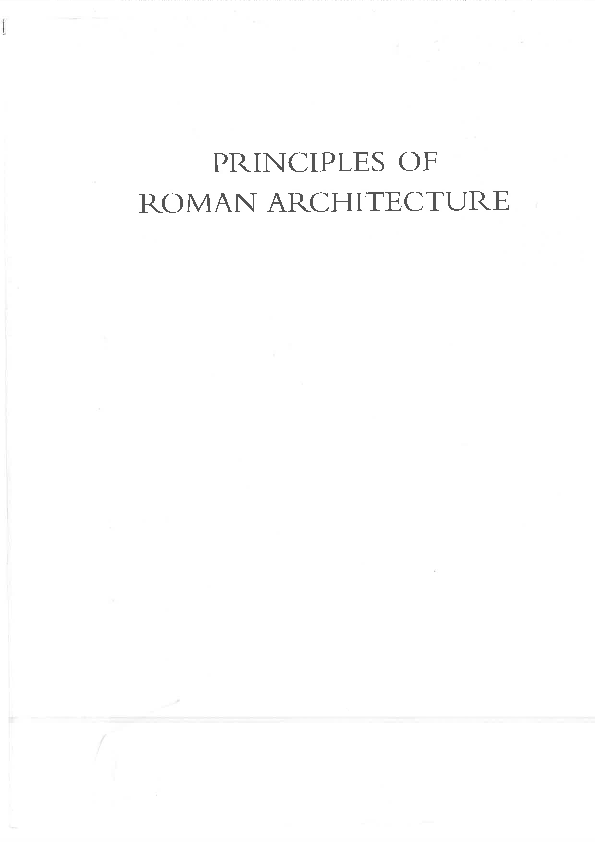(PDF) Principles of Roman Architecture, pp. 270. + xi; Yale University ...