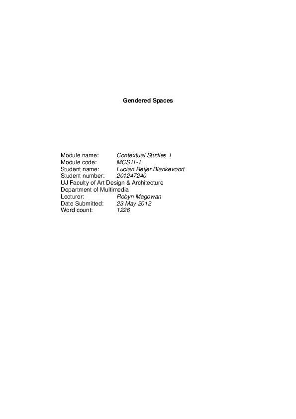 (PDF) Gendered Spaces
