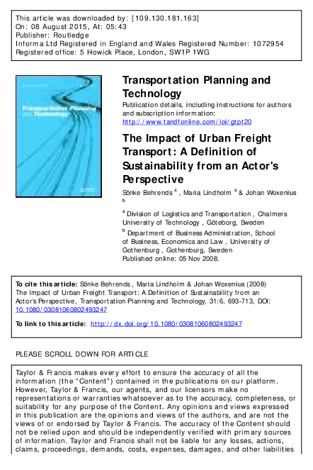 (PDF) Transportation Planning and Technology The Impact of Urban ...