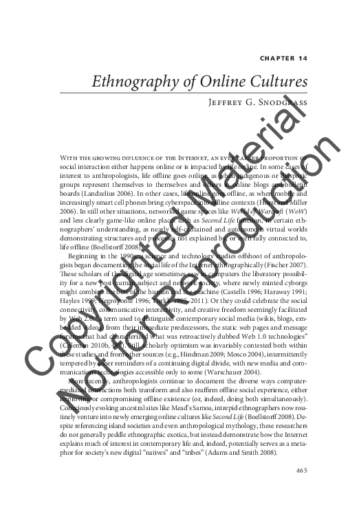 (PDF) Ethnography of Online Cultures
