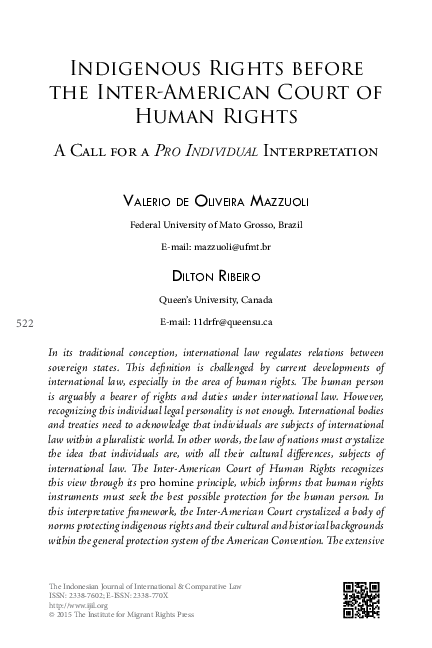 (PDF) MAZZUOLI, Valerio de Oliveira; RIBEIRO, Dilton. Indigenous rights ...