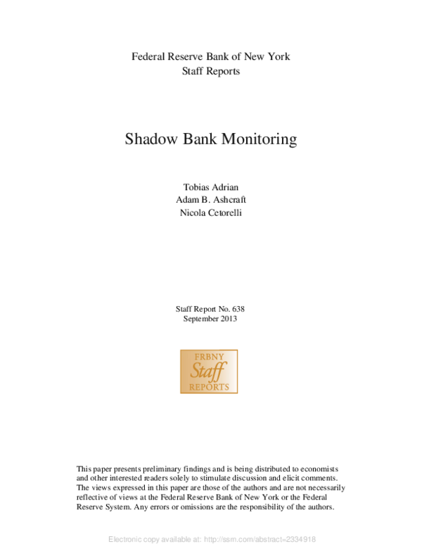 (PDF) Federal Reserve Bank of New York Staff Reports