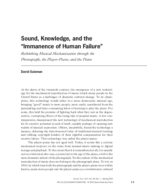(PDF) Sound, Knowledge, and the "Immanence of Human Failure ...
