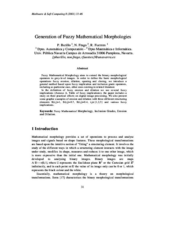 (PDF) Generation of fuzzy mathematical morphologies.