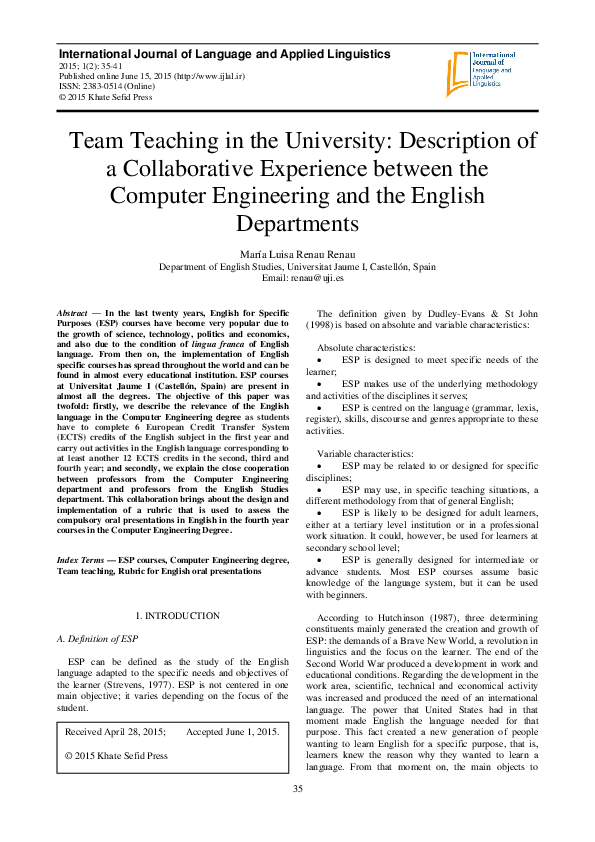 (PDF) Team Teaching in the University: Description of a Collaborative ...