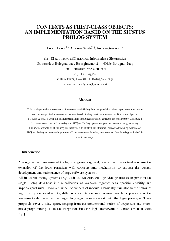 (PDF) Contexts as firstclass objects: An implementation based on the ...