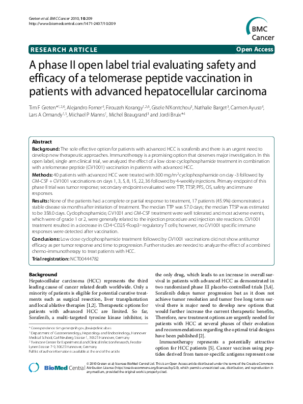 (PDF) A phase II open label trial evaluating safety and efficacy of a ...