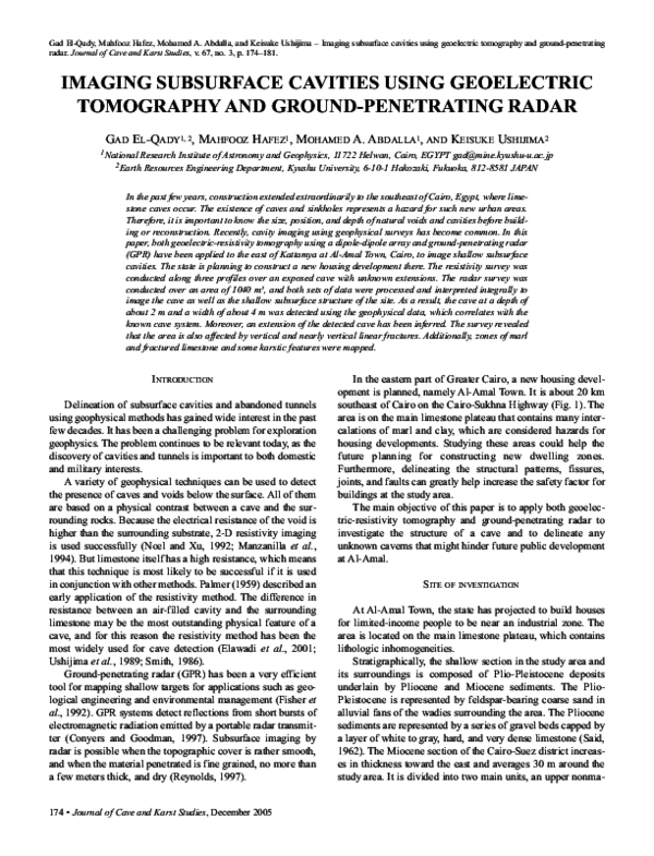 Pdf Imaging Subsurface Cavities Using Geoelectric Tomographyand Ground Penetrating Radar
