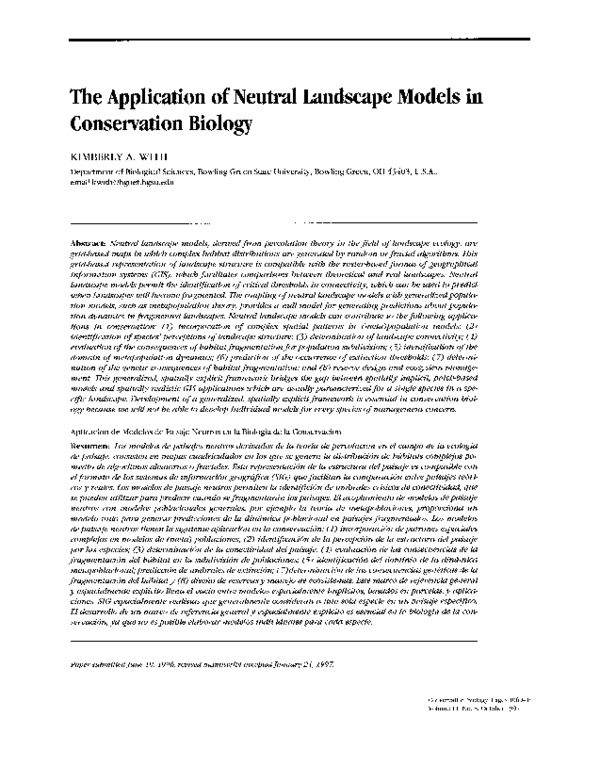 (PDF) The application of neutral landscape models in conservation biology
