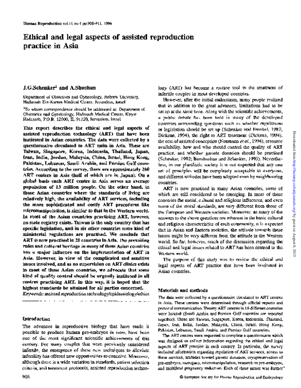 (PDF) Ethical and legal aspects of assisted reproduction practice in Asia