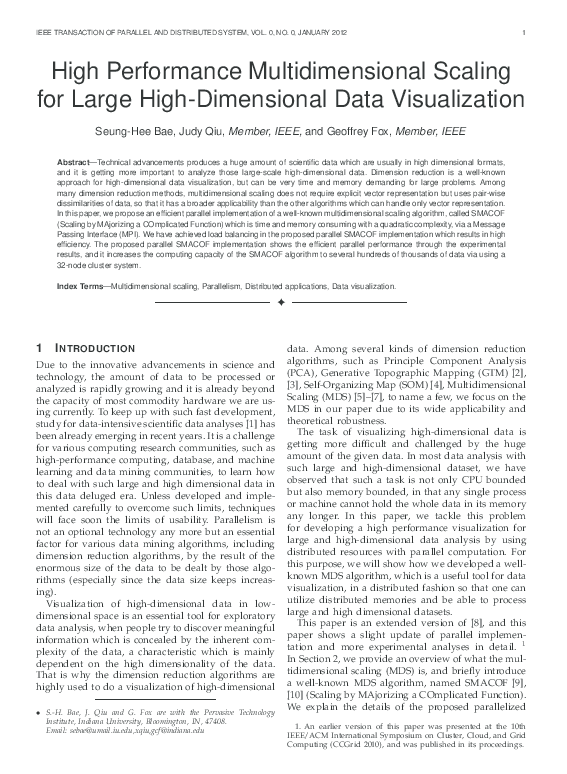 (PDF) High Performance Multidimensional Scaling for Large High-Dimensional Data Visualization