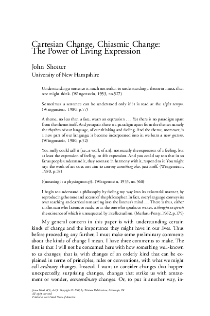 (PDF) Cartesian Change, Chiasmic Change: The Power of Living Expression