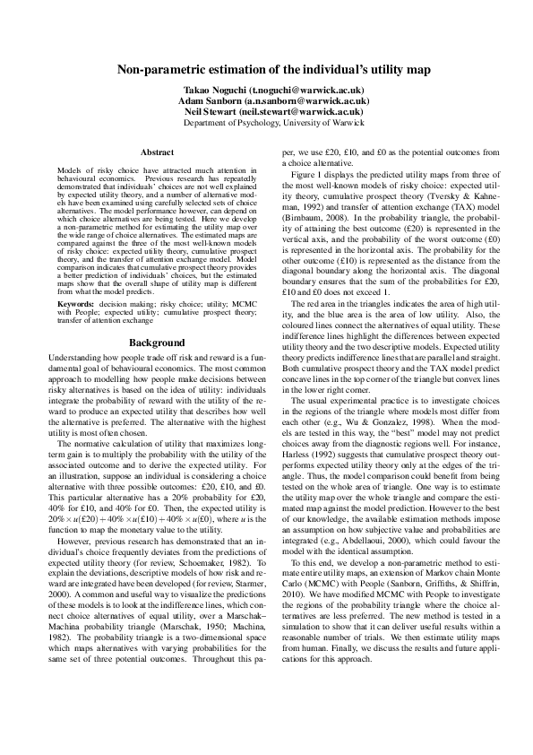 (PDF) Non-parametric estimation of the individual’s utility map