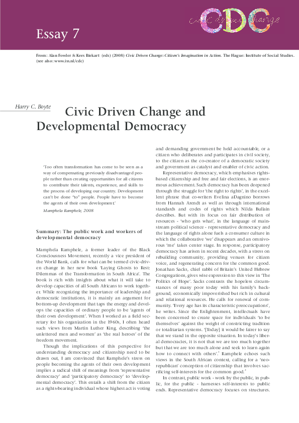 (PDF) Developmental democracy