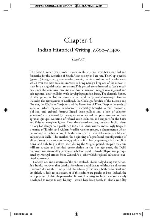 (PDF) Indian Historical Writing, c. 600–c. 1400