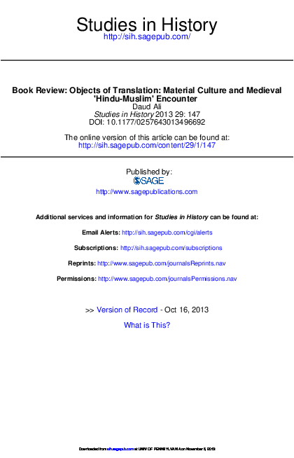 (PDF) FINBARR FLOOD: Objects of Translation. Material Culture and ...