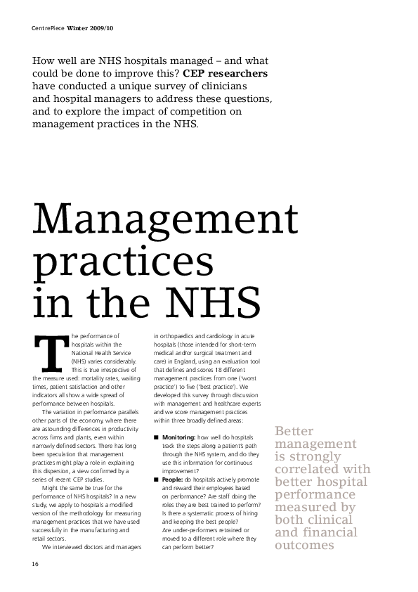 (PDF) Management practices in the NHS