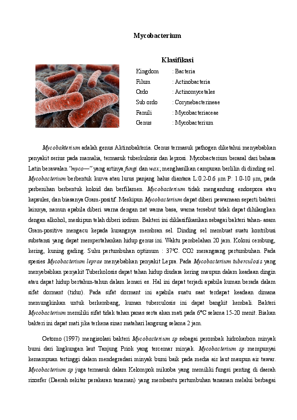 (DOC) Mycobacterium Klasifikasi