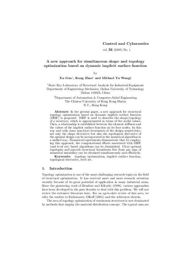 (PDF) A new approach for simultaneous shape and topology optimization based on dynamic implicit ...