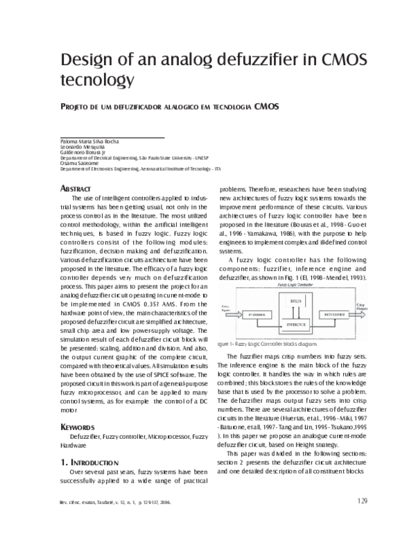 (PDF) Design of an analog defuzzifier in CMOS tecnology