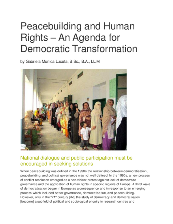 (PDF) Peacebuilding and Human Rights – An Agenda for Democratic ...