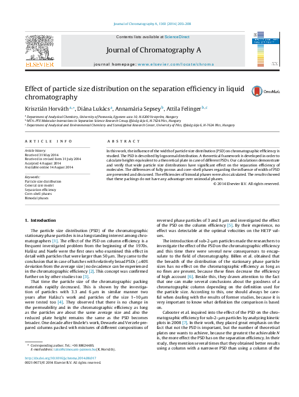 Effect Of Particle Size Distribution On The Separation Efficiency In