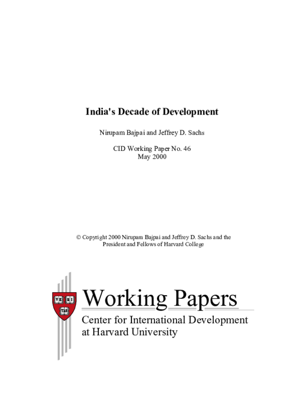 (PDF) India's Decade of Development