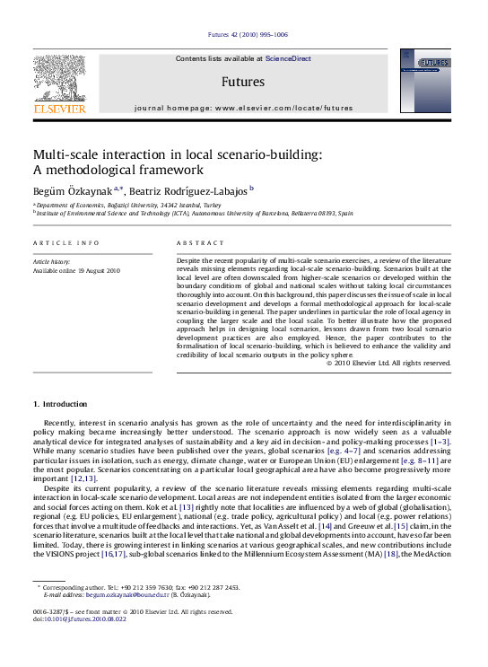 Pdf Multi Scale Interaction In Local Scenario Building A