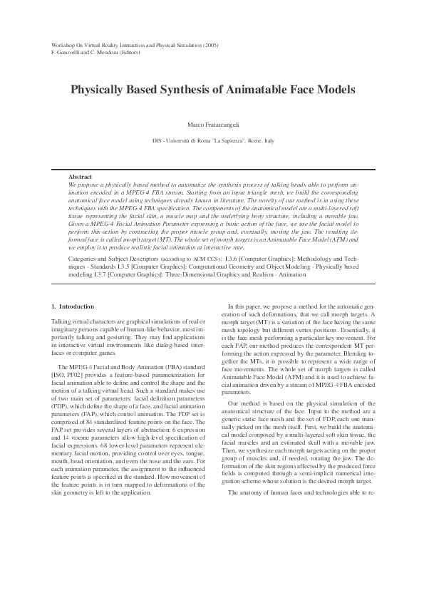 (PDF) Physically Based Synthesis of Animatable Face Models