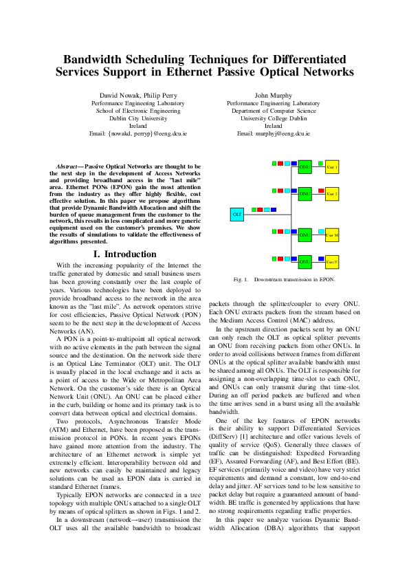 (PDF) Bandwidth Scheduling Techniques for Differentiated Services Support in Ethernet Passive ...
