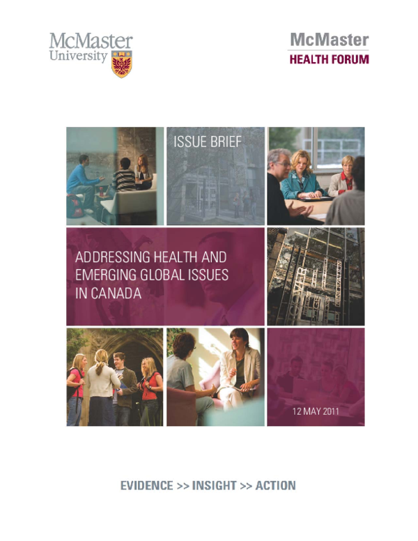 (PDF) Issue Brief: Addressing Health and Emerging Global Issues in Canada