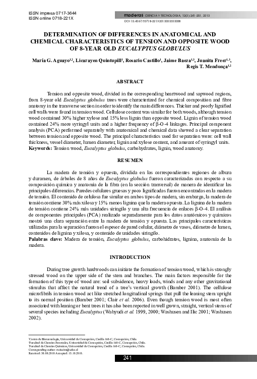 Determination of differences in anatomical and chemical characteristics ...