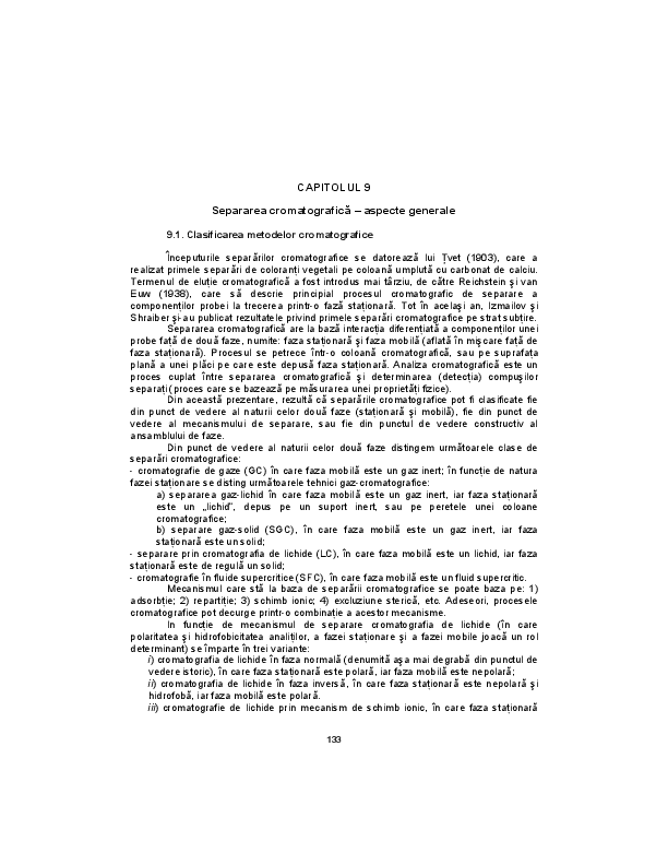 (PDF) CAPITOLUL 9 Separarea cromatografică – aspecte generale