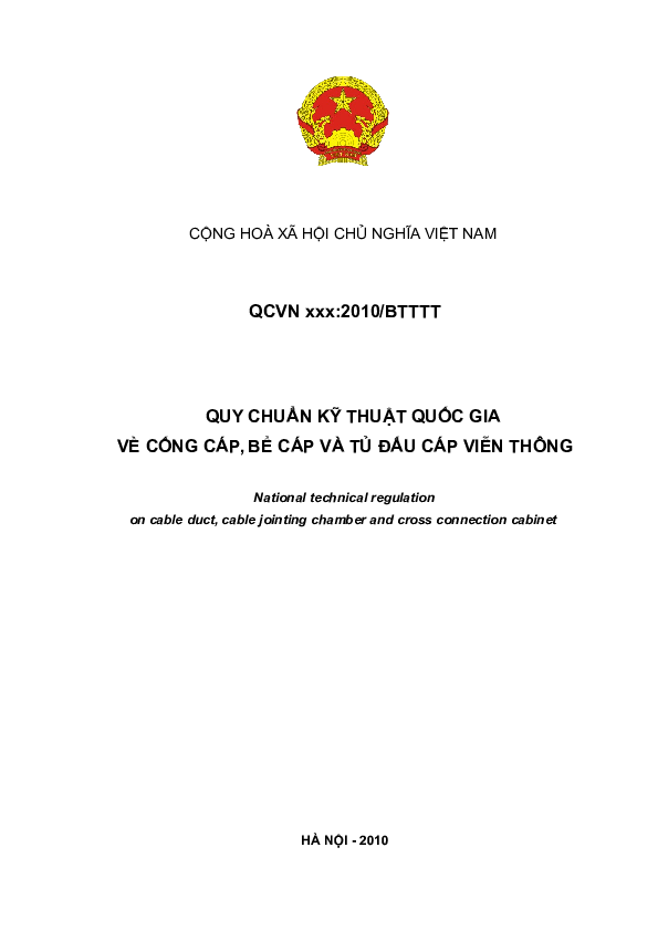 (DOC) QUY CHU N K THU T QU C GIA V CỐNG CÁP, BỂ CÁP VÀ TỦ Đ U CÁP VI N THÔNG