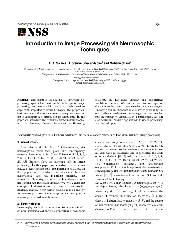 (PDF) Introduction to Image Processing via Neutrosophic Techniques