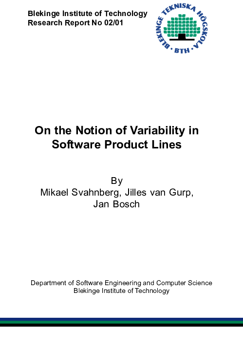 Pdf On The Notion Of Variability In Software Product Lines