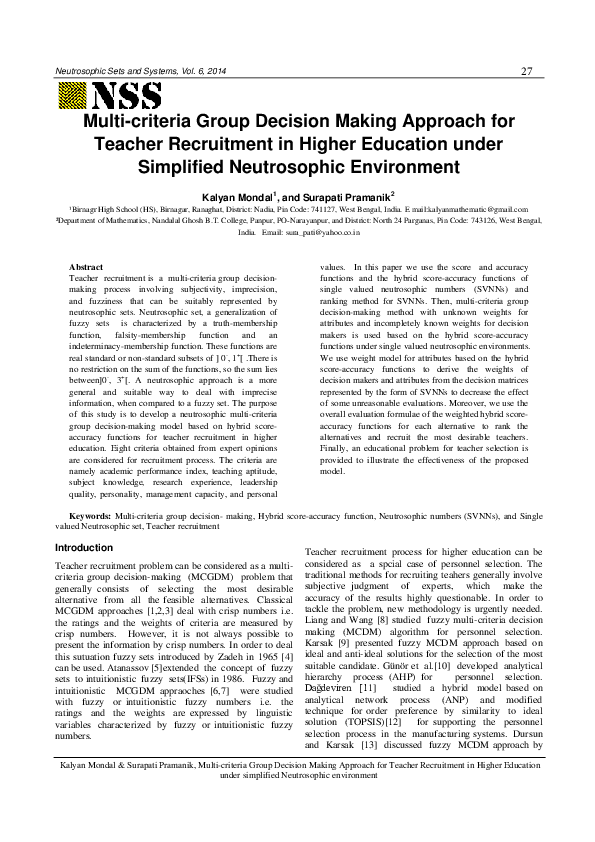 (PDF) Multi-criteria Group Decision Making Approach for Teacher Recruitment in Higher Education ...