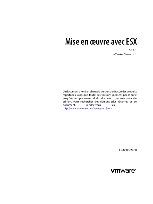 (PDF) Mise en oeuvre avec ESX ESX 4.1 vCenter Server 4.1