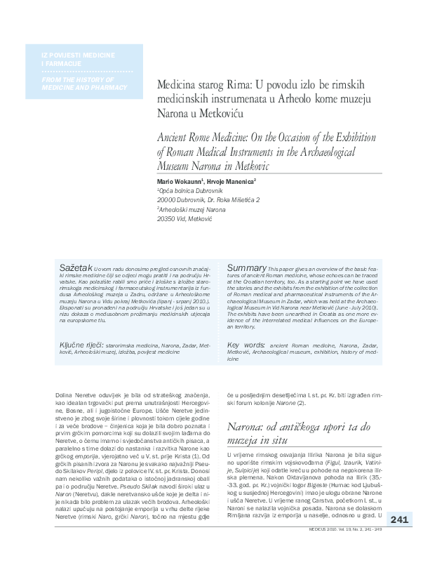 (PDF) Medicina starog Rima, u povodu izložbe rimskih medicinskih ...