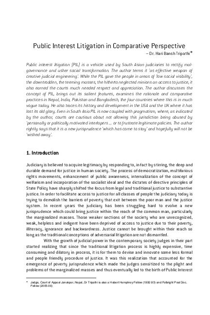(PDF) Public Interest Litigation in Comparative Perspective